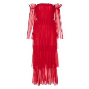 Dresses | Sexy Solid Red Tiered Ruffles Dress | Poshmark